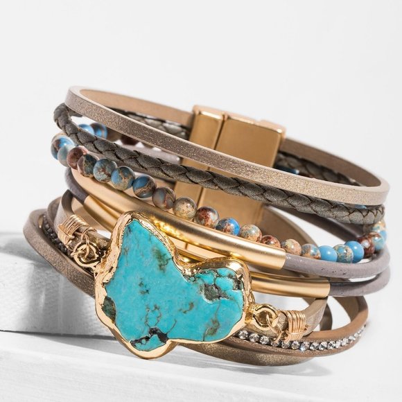 SAACHI | Jewelry | New Saachi Soraya Natural Stone Turquoise Cuff ...